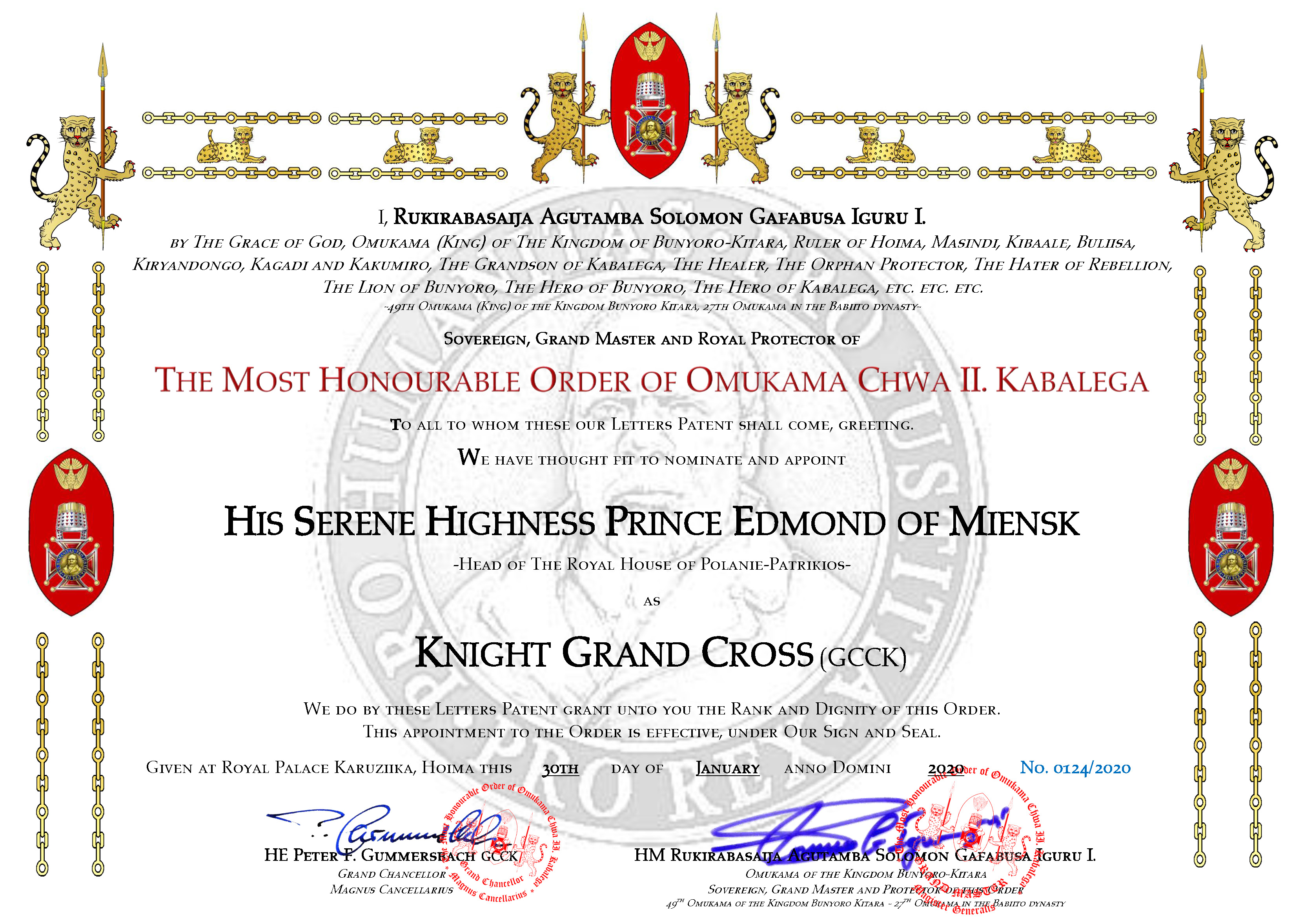 Honours and awards: The Most Honourable Order of Omukama Chwa II ...