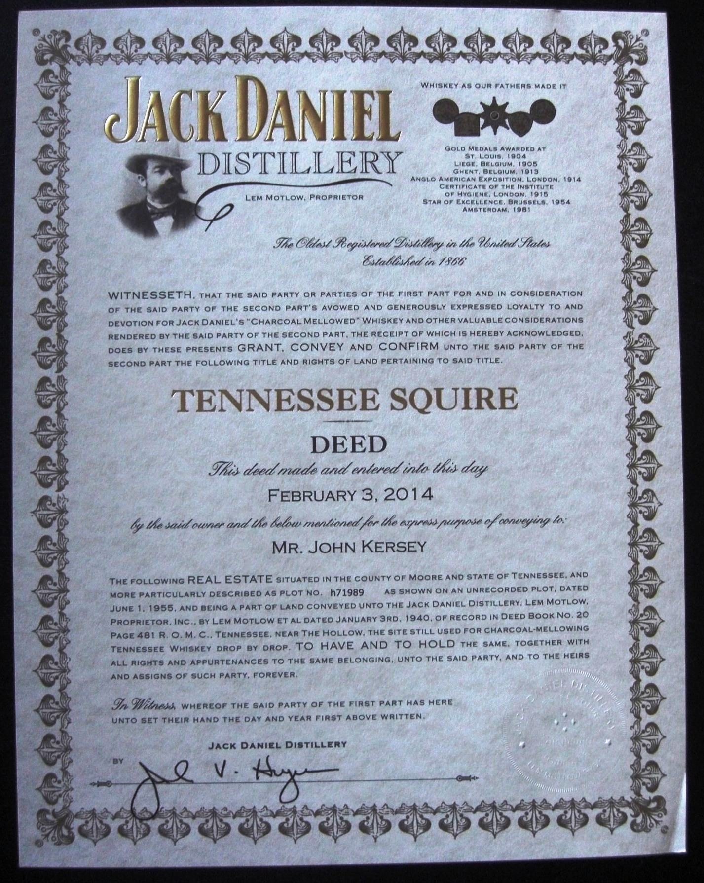 Honours and awards: Tennessee Squire – Professor John Kersey