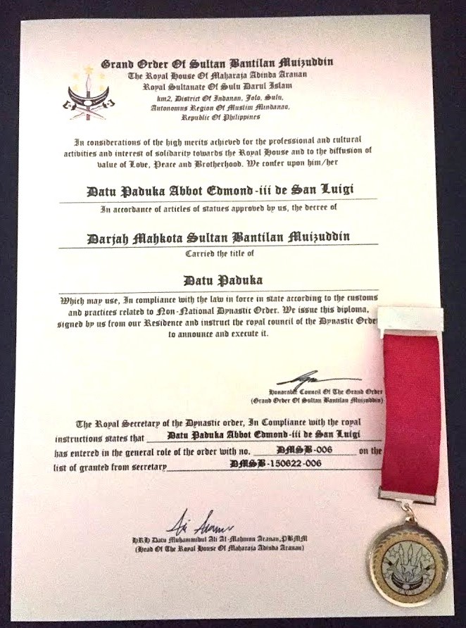 Honours and awards: Datu Paduka from the Royal House of Maharaja Adinda ...