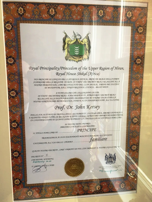 Honours and awards: Prince of the Royal Principality of the Upper ...