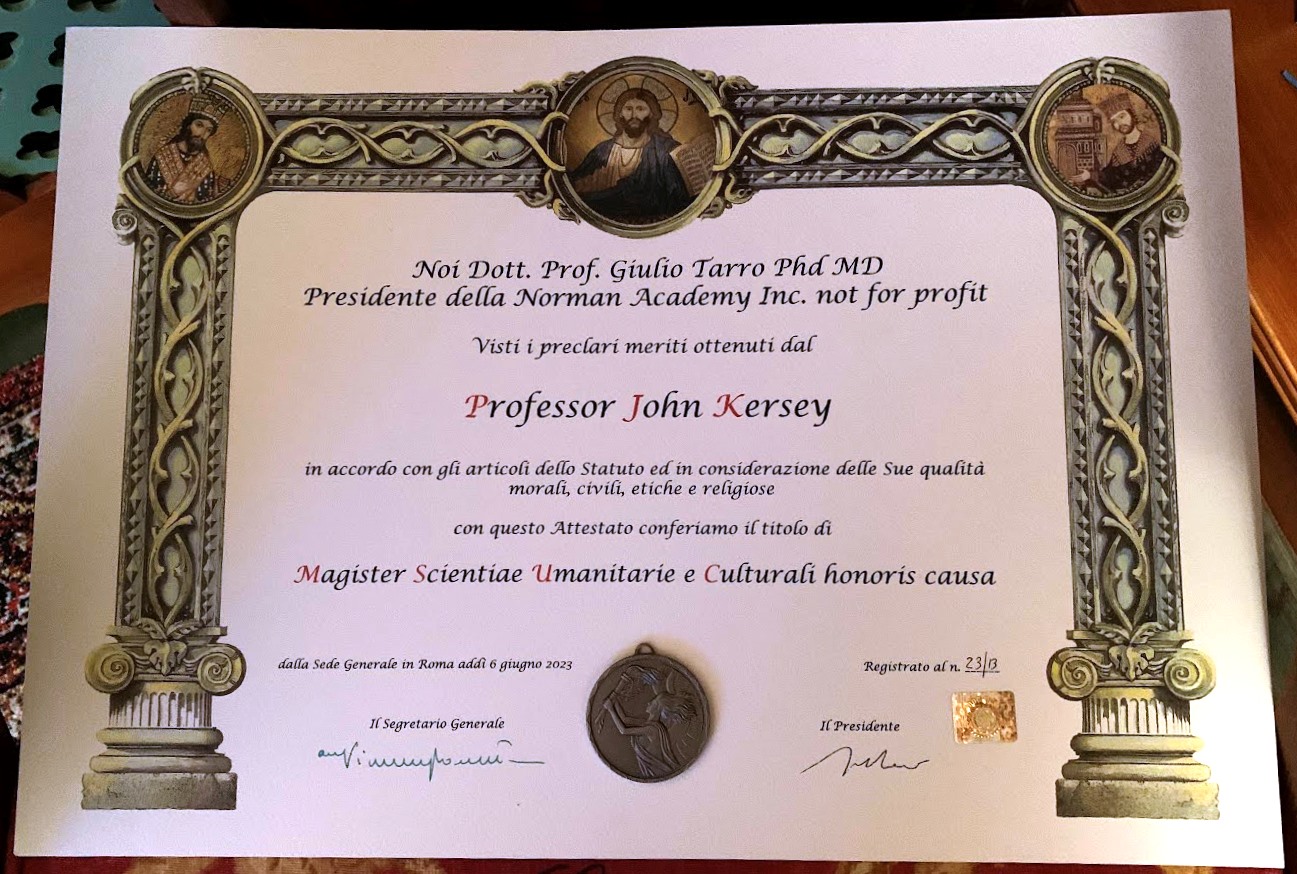 Honours and awards: Honorary Master of Science from the Norman Academy ...