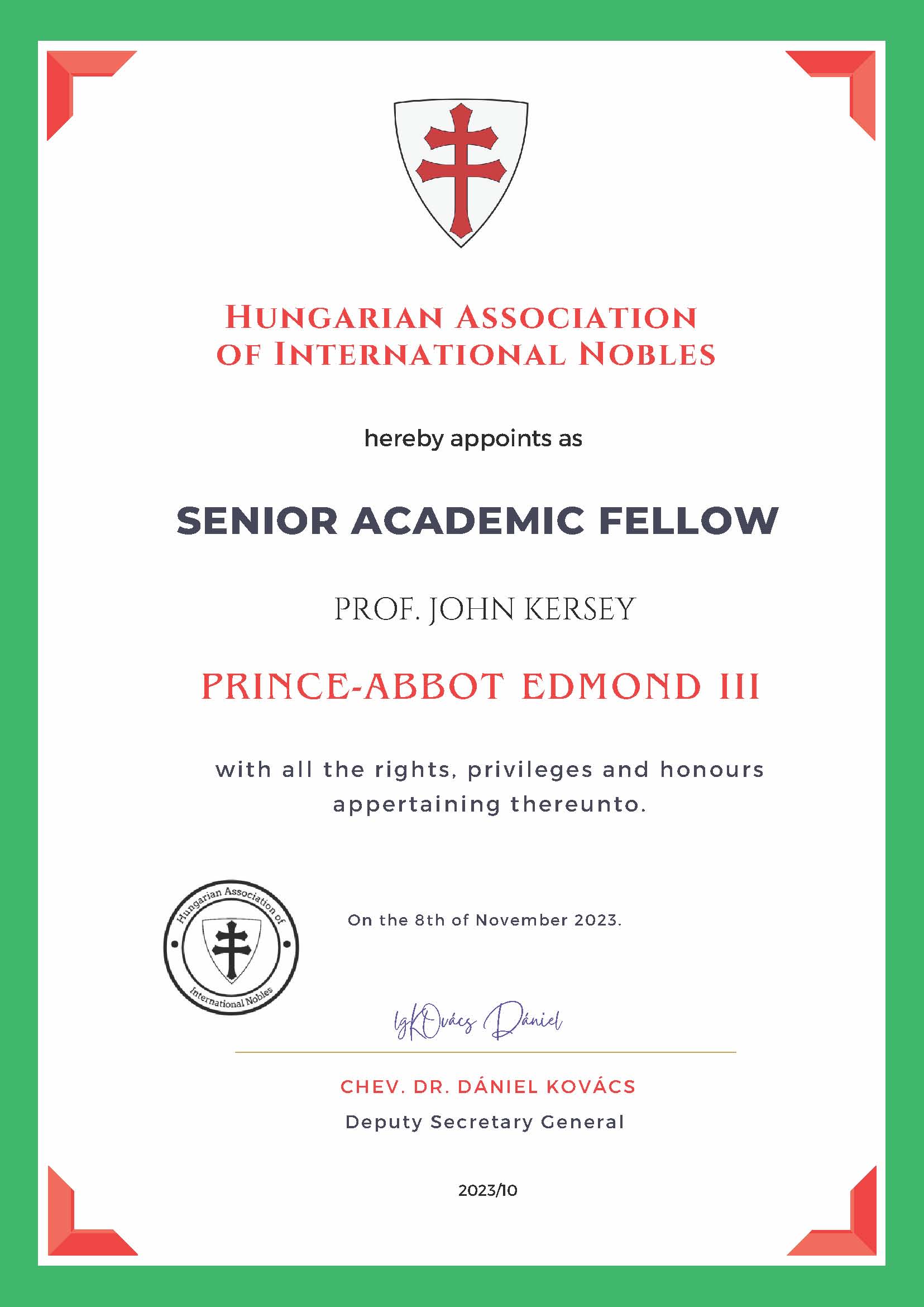 Senior Academic Fellow of the Hungarian Association of International ...