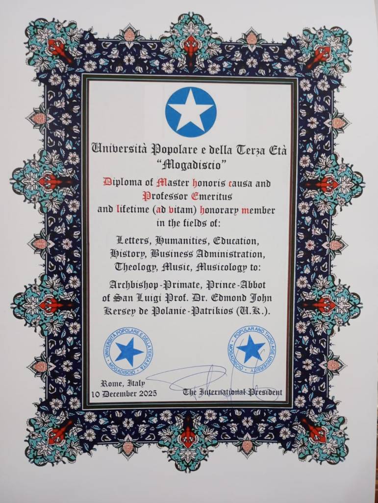 Honours and awards: Università Popolare e della Terza Età “Mogadiscio ...